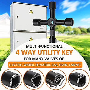 Winisok 17 Inch Water Meter Key With 4-Way Multi-Functional Utilities Key, Enforced Rebar Water Shut Off Tool Wrench T-handle for Curb Main and Water Meters, Underground Stop or Waste Valves