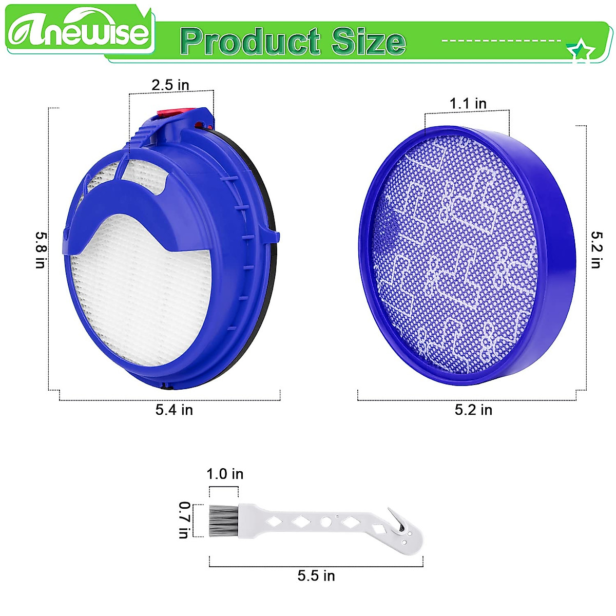 Anewise Filter Kits repalcement for Dyson dc25 vacuum Ball filters, Includes 1Pcs 919171-02 Washable Pre Motor Filter and 1Pcs 916188-05 Hepa filter, Fits DC-25 Models