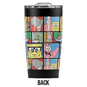 Logovision Spongebob Tile Pattern Stainless Steel 20 oz Travel Tumbler, Vacuum Insulated & Double Wall with Leakproof Sliding Lid