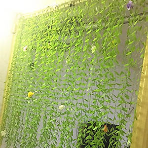 Zpollo 6Pcs Artificial Vines Fake Greenery Garland Willow Leaves with Total 60 Stems Hanging for Wedding Garden Party Wall Home Decoration