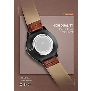 BRIGADA Men's Watches Classic Black Business Casual Wrist Watch for Men Quartz Waterproof