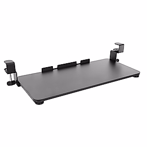 MOUNT-IT! Clamp Keyboard Tray [26.4” x 11.8”] Ergonomic Sliding Under Desk Keyboard and Mouse Platform, Retractable Undermount Drawer, Easy to Assemble with No Screws or Scratches (Black)