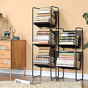 ZYCSKTL Brochure Stand Mesh Magazine Rack Holder,Living Room Wrought Iron Floor Magazine Rack, Simple Small Bookshelf, Company Simple Propaganda Rack (Color : Black, Size : 2938.589cm)