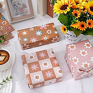 Whaline 12 Sheet Retro Boho Wrapping Paper Folded Flat Boho Floral Gift Wrap Art Paper for Birthday Wedding Baby Shower DIY Crafts Gift Packing Supplies, 19.7 x 27.6 Inch, 6 Design