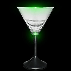 GlowUp LED Light Up Martini Glass Black Stem - 7oz
