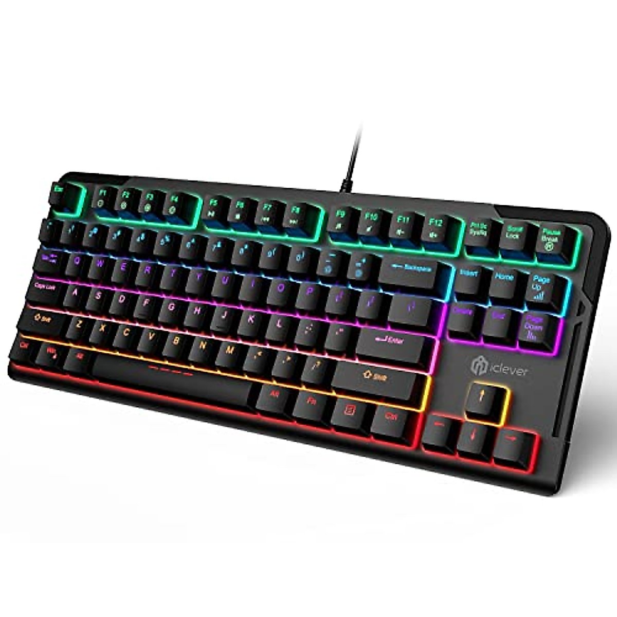iClever Wired Mechanical Gaming Keyboard, TKL, Ultra Compact, Metal Build with Red Switch, Led Backlit, Programmable Marco, Spill Resistant for Computer PC, Desktop, Laptop and Windows 7,8,10,11