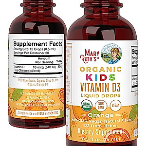 MaryRuth Organics USDA Organic Vitamin D3 Liquid Drops for Kids | 640 IU Vitamin D3 Per Serving | Kids Immune Support & Bone Health Supplement | Formulated for Ages 4-13 | 0.5oz | 30 Servings