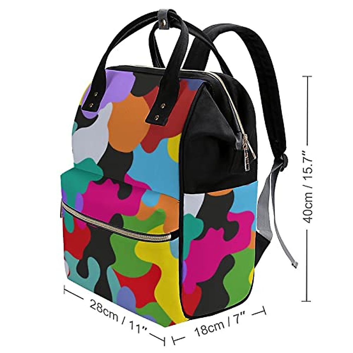 Bright Camouflage Pattern Diaper Bag Backpack Large Capacity Mommy Bags Multifunction Nappy Bag Travel Back Pack Black-Style