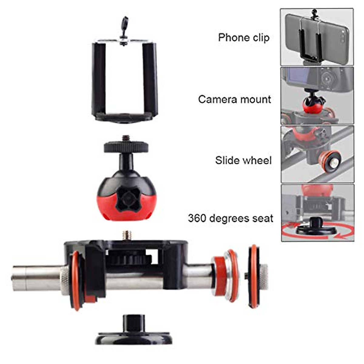 Camera Video Track Dolly, Electric Slider Photography Car L8X with Wireless Remote Control a Small Camera Mount Adjustable 2 Wheels for Action Cameras for Phone