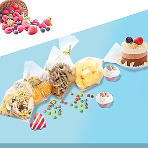 400PCS Clear Cellophane Treat Bags Gift Bags Cello Treat Bgas 2 Sizes 4×6,5×7 Inches with 400 Twist Ties for Gift Wrapping Chocolate Cookie Dessert Candy Chocolate Dessert Packaging