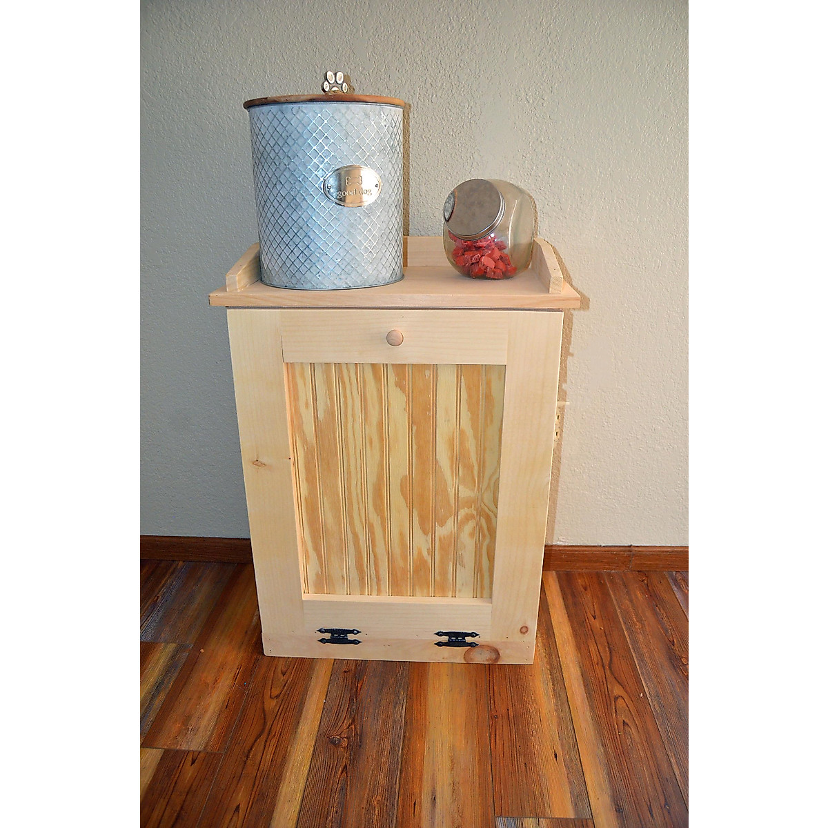 Country Barn Single Tilt-Out Single Trash Cabinet: Efficient and Stylish Trash Cabinet Crafted from Unfinished Pine Wood, is Designed to Hold one13-gallon, Ideal Garbage Can Cabinet