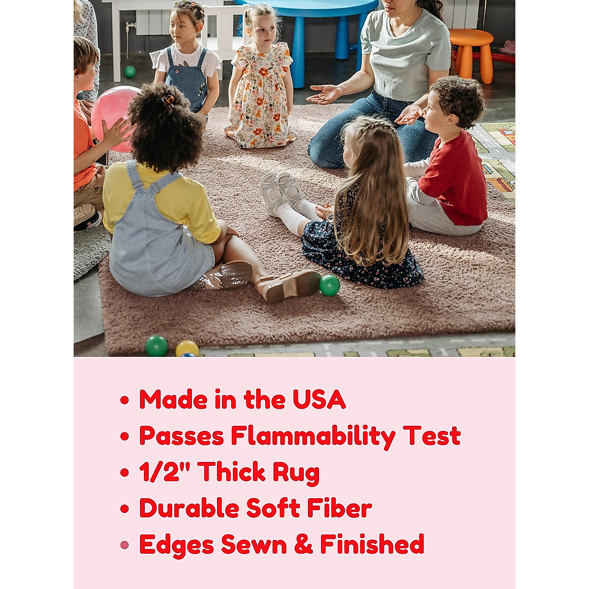 KOECKRITZ Soft and Colorful Kids Classroom Area Rugs (Passes Flammability Pill Test) Many Sizes and Bright Colors to Select from (5' x 7', Royal)