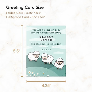 Easter Card, Baptism Card, Religious Bible Quote Prayer, Christian First Communion, Christening Baby Shower, Confirmation (You Are a Child of God, You are Wonderfully Made, Dearly Loved)