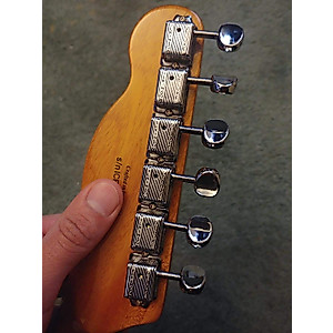 Wilkinson Deluxe 6 Inline Vintage Guitar Tuners with Split Post Guitar Tuning Keys Peg Machine Heads for Strat/Tele Guitars Chrome