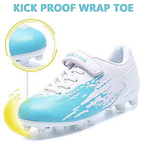 ziitop Kids Soccer Shoes for Boys Girls Youth Football Cleats Outdoor & Indoor Baseball Shoes, Lightweight Breathable Conical Studs, Running & Training for Students (Little Kids/Big Kids) Whiteblue