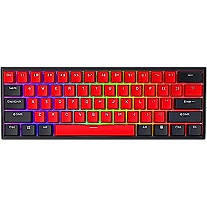 BOYI Wired 60% Mechanical Gaming Keyboard,Mini RGB Cherry MX Switch PBT Keycaps NKRO Programmable Type-C Keyboard for Gaming and Working (Black Red Rose Color,Cherry MX Blue Switch)