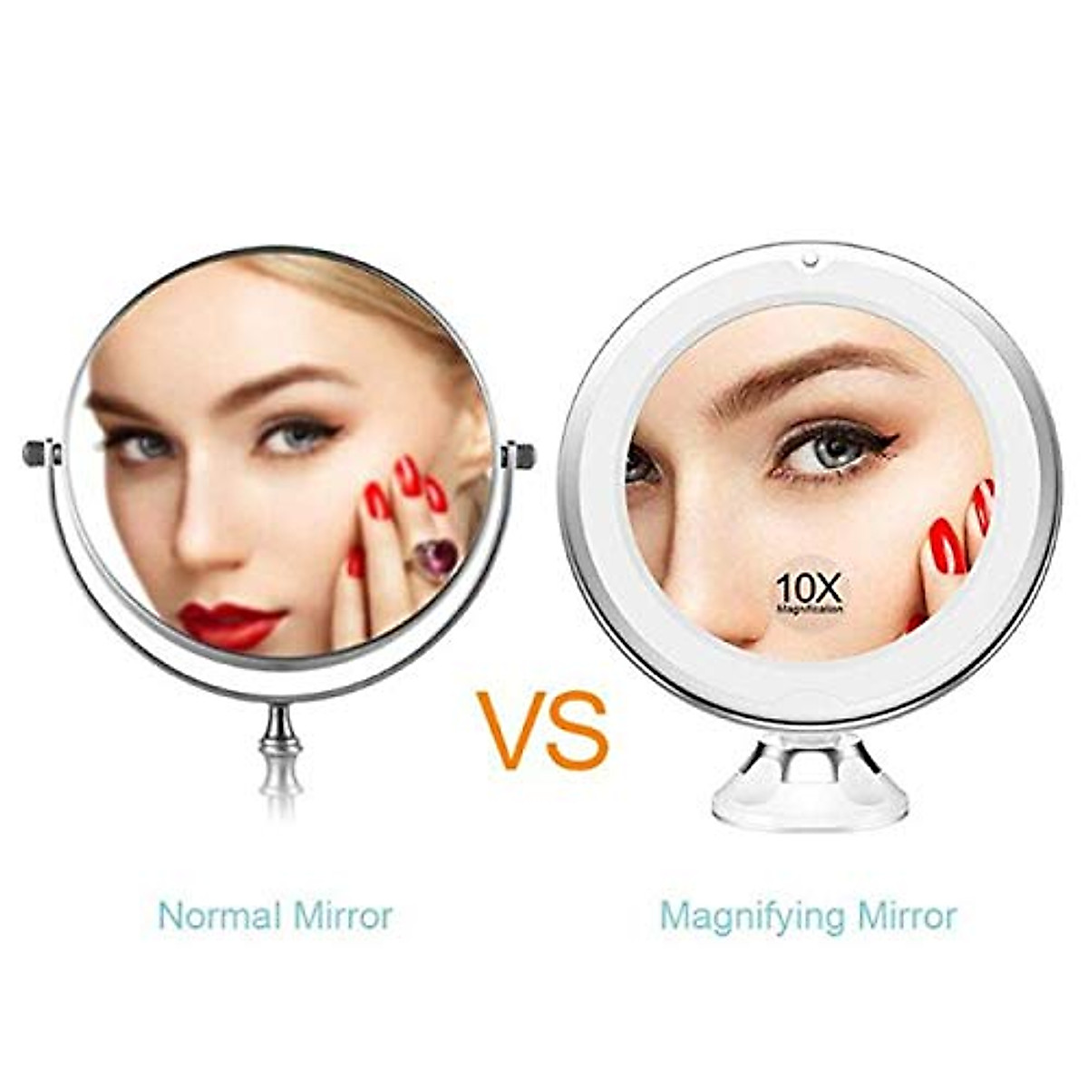 FQYYDD Illuminated Makeup Mirror Make-Up Mirror With Led Light 10X Magnifying Glass Portable