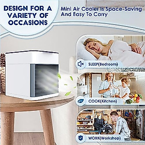 Portable Air Conditioner, 3-IN-1 Evaporative Air Cooler, 4-Speed Mini Air Conditioners with USB for Room/Office/Camping