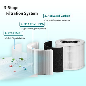 Lhari 2 Pack A1 Replacement Filter Compatible with VEWIRO Air Purifier HQSC-50, HQKJ-80, AMEIFU AP01W, KOIOS HQKJ-50 and Tailulu PUR0003 Air Purifier, 3-in-1 H13 True HEPA Filter