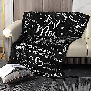 Mom Blankets Gifts for Mothers Day from Daughter Son, Letter Warm Soft Throw Blankets for Mom, Best Mom Ever Blankets, Mom Gifts for Mothers Day, Birthday, Mothers Day Blanket, 50" x 70"