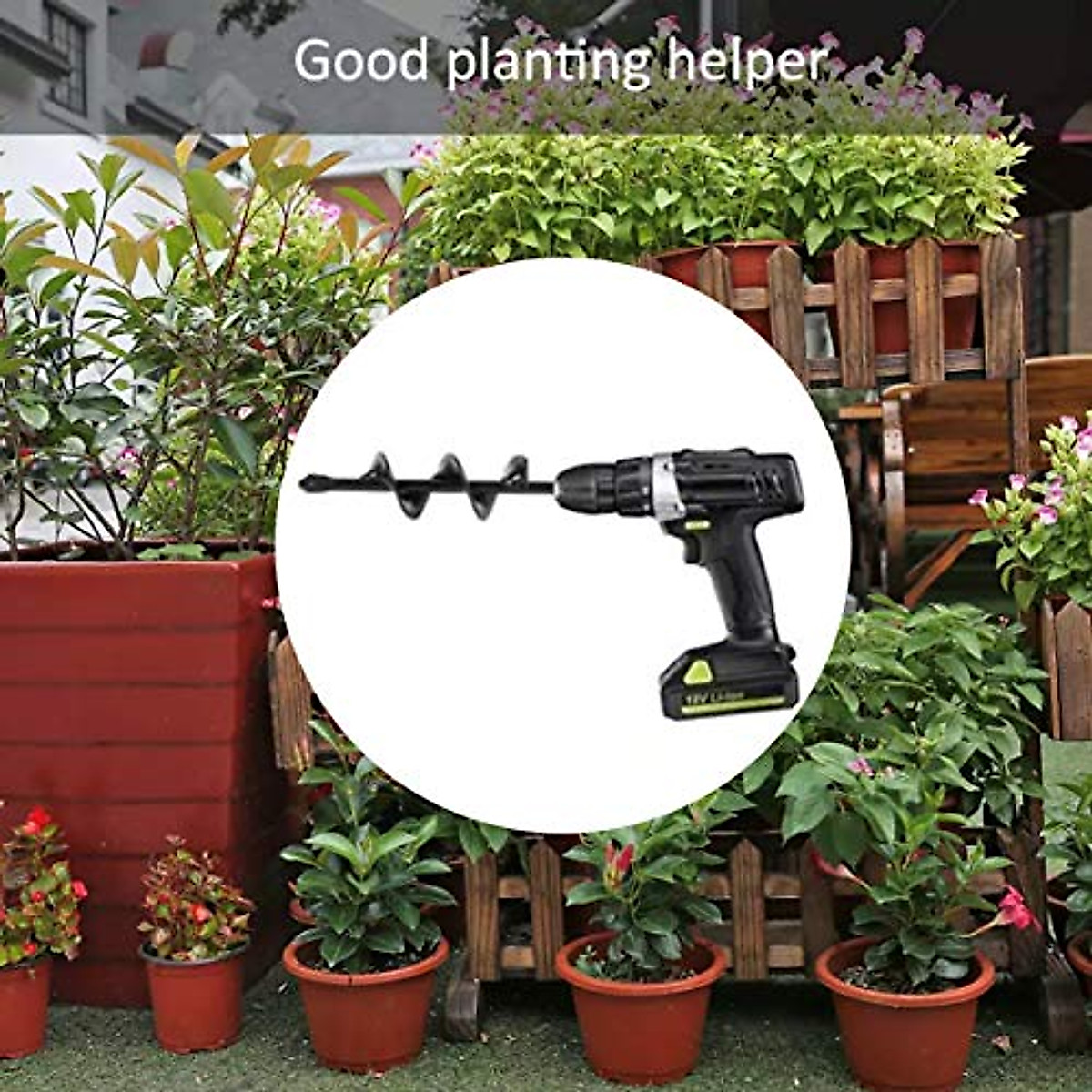 Auger Drill Bit, Auger Post Hole Digger, Auger Drill Bit for Planting 1.5''x18'' (4x45cm) Extended Garden Drill Auger Spiral Long Drill Bit Great Options for Planting 3/8” Hex Dril