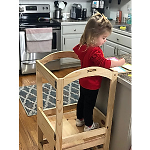 Foldable Kitchen Helper, Toddler Step Stool, Kitchen Helper Tower, Montessori Tower Learning, Adjustable/Collapsible/Folding Toddler Tower (Wax)