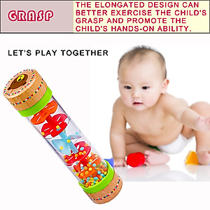 BIUWING Rainmaker Rain Sticks, Mini Wooden Musical Shake, Beaded Raindrops - Turn Over and Watch The Colorful Beads Flow Down The Tube as It Creates The Soothing Sound of Rain