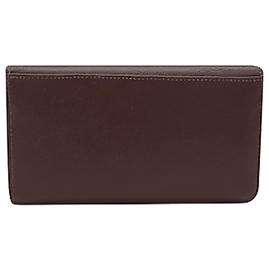 MARSHAL Women's Genuine Leather RFID Trifold Checkbook Slim Wallet for Ladies (Brown)