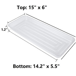 Idyllize Rectangular 5 Pieces of 15 by 6 Inch Clear Thick Plastic Heavy Duty Sturdy Plant Saucer Drip Trays for pots, Window Sills and Window Shelf (15"x6")