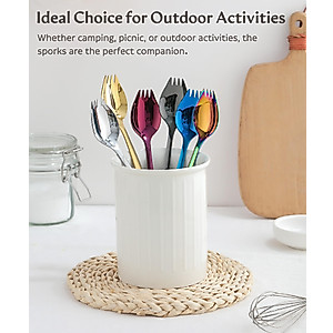 Lovingly Yours Metal Spork Reusable Sporks - Sporks Stainless Steel 7-inch, Dessert Salad Forks