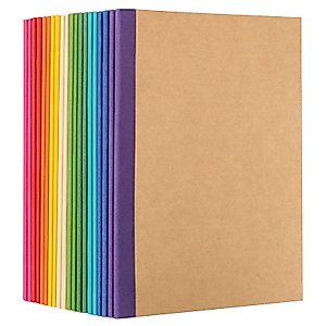 EOOUT 20 Pack A5 Kraft Notebooks, Lined Journal Bulk with Rainbow Spine, 10 Colors, 60 Pages Soft Cover Composition Notebooks for Women Girls Kids, School Office Supplies