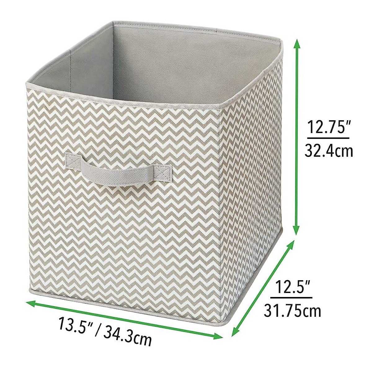 mDesign Soft Fabric Nursery/Playroom Closet Storage Organizer Bin Box with Front Handle for Cube Furniture Shelving Units - Holds Toys, Clothes, Diapers, Bibs - Spira Collection, 4 Pack, Taupe/Natural