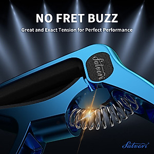 Salvori Exclusive Gradient 'Blue-Plated' Heavy-Duty Guitar Capo for Acoustic/Electric Guitar with 4 Picks, Guitar Clip/Guitar Clamp/Guitar Accessories for Classical Guitar, Ukulele, Mandolin and Banjo