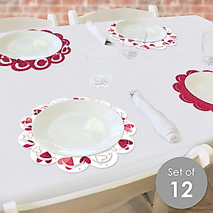 Big Dot of Happiness Happy Galentine’s Day - Valentine’s Day Party Round Table Decorations - Paper Chargers - Place Setting for 12