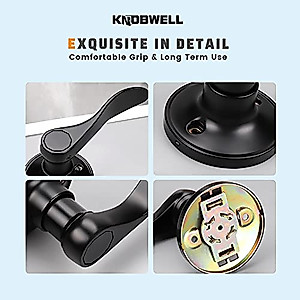KNOBWELL 1 Pack Dummy Door Handle Lever Door Handle - Leversets for Closets/Hallway with a Matte Black Finish, Levers for Both Left and Right Handed Doors (No Lock/Latch)