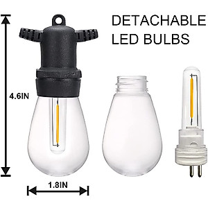 DGE S14 Replacement LED Bulb 6 Pack Replacement String Light Bulbs 1.5 Watt LED Replacement Light Bulb, Shatter-Proof and Waterproof IP65