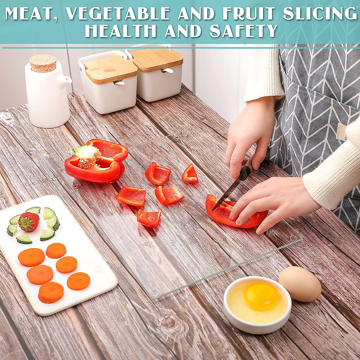 3 Sizes Tempered Glass Cutting Board Long Lasting Glass Heat Resistant Shatter Resistant and Scratch Resistant for Protecting Kitchen Counter Design Beautiful,16 x 12,14 x 10,12 x 8 Inches (Clear)