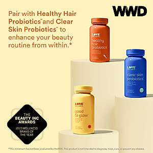 Love Wellness Good to Glow Collagen Supplement | Skin Care with Biotin, Vitamin C, E, & Zinc | Promotes Smooth, Glowing & Clear Skin | Enhances Smoothness, Reduces Wrinkles & Fine Lines | 60 Capsules