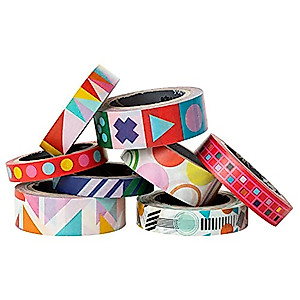 Scotch Washi Tape, Geo Madness Design, 8 Rolls, Great for Bullet Journaling, Scrapbooking and DIY Décor (C1017-8-P18)