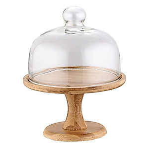 DOITOOL 1 Set Cake Plate with Dome Footed Pastry Wood Service Stand Glass Food Plate Lid Cupcake Stand Plate Server Baking Cake Dessert Display Platter Cover