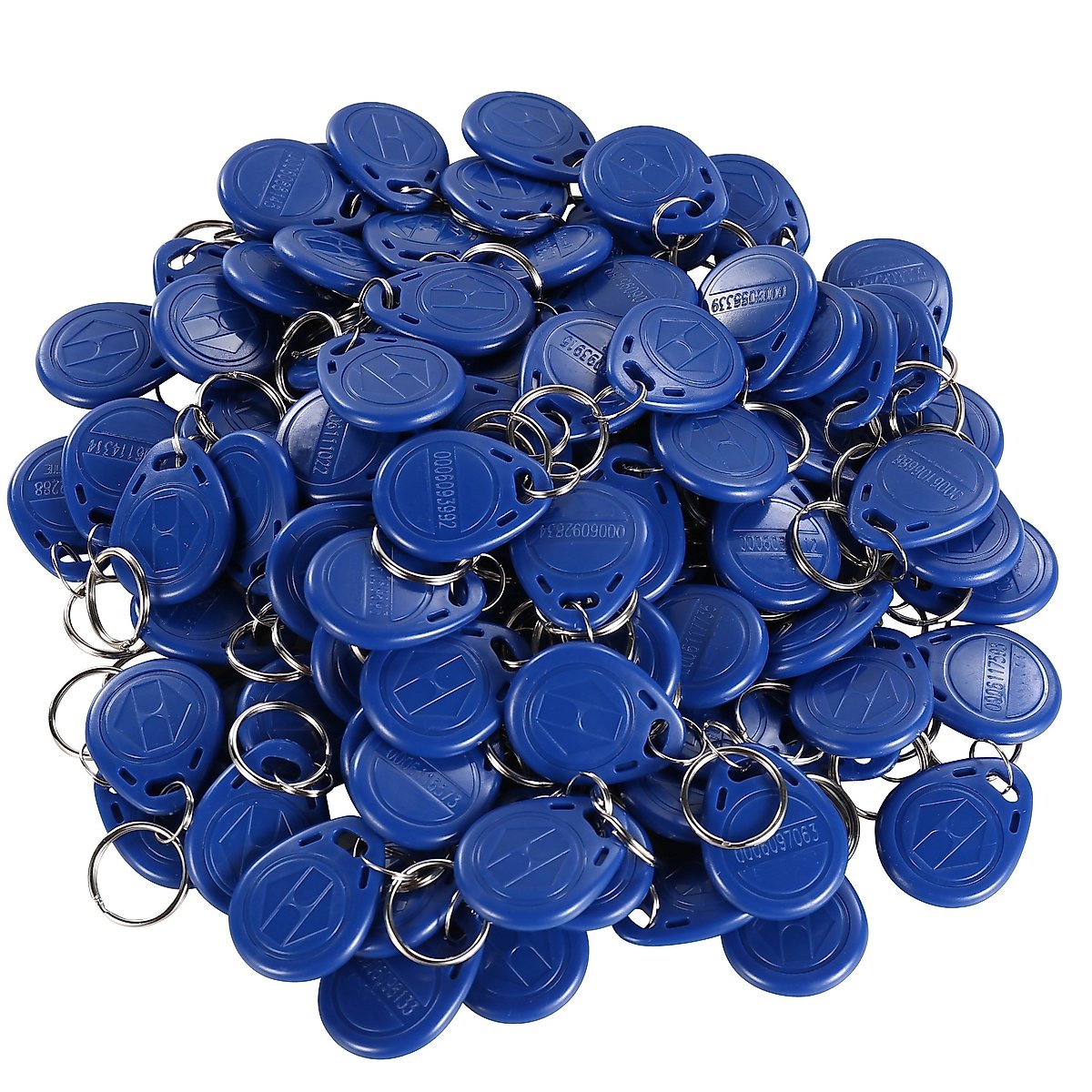 UHPPOTE Proximity 125KHz RFID EM-ID Card Keyfob for Door Access Control - Read Only - Color Blue - 100 Pack
