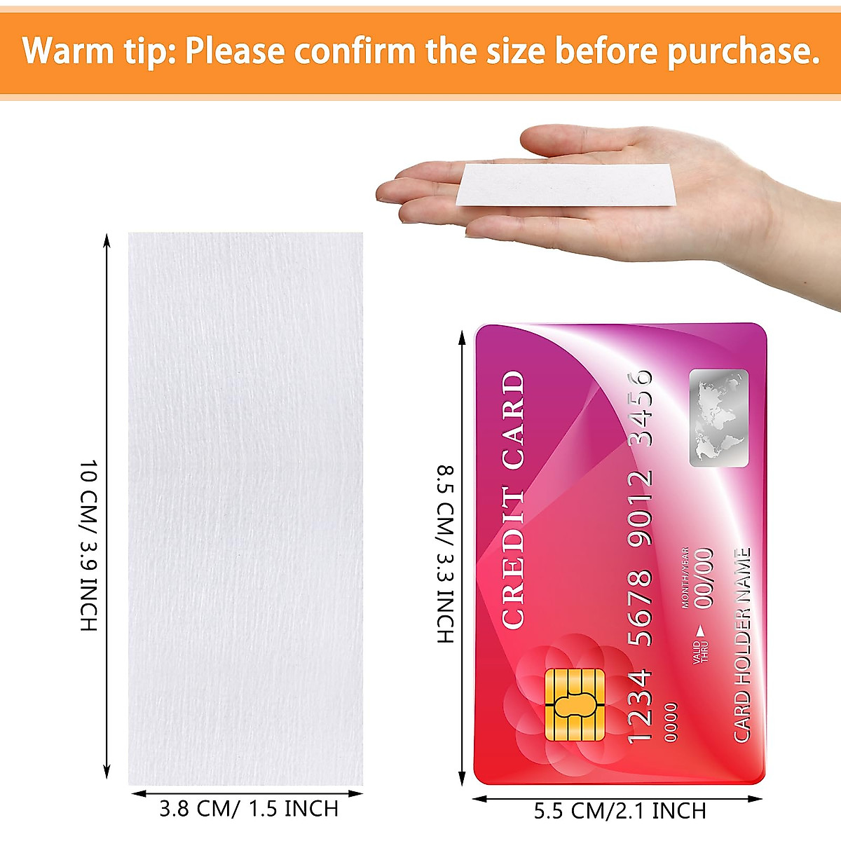 Blulu 400 Wax Strips Non Woven Wax Paper Strips for All Skin Types Facial and Body Hair Removal Waxing Strips Epilating for Leg, Chest, Back, Intimate Area And Face 10 x 3.8 cm(White)