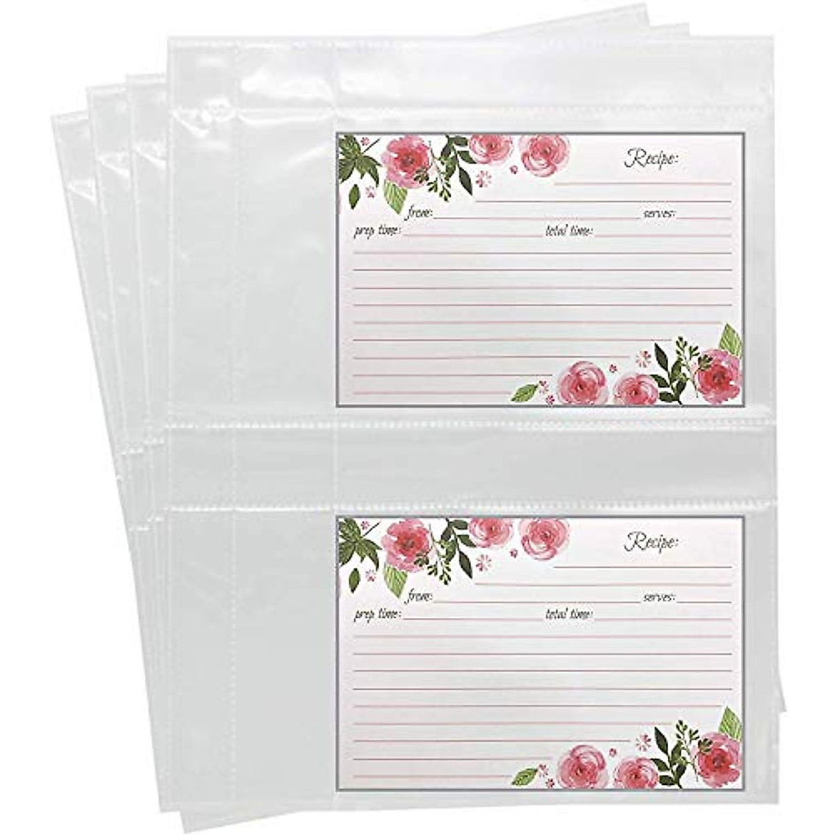 Toucan Craft Supplies Recipe Card Protectors, Refill Sheets for 3 Ring Binders, Recipe Book Pocket Page Sheet Protectors, Holds 4 x 6-inch pockets, 4 Cards Per Sheet, Clear 50 Pack