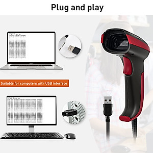 Barcode Scanner Wired,JRHC 2D Bar Code Reader Automatic QR 1D Bar Code Scanner Support Windows Mac and Linux with USB Cable for Pos Mobile Payment, Convenience Supermarket, Store, Warehouse, Library