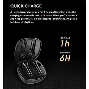 rockmia Ture Wireless in-Ear Earbuds Mini Noise Cancelling Headphones Built-in Mic, Bluetooth 5.0 Headphones Compatible with Apple & Android(Black, T1)