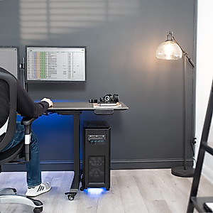 VIVO Large Computer Tower Desktop ATX-Case, CPU Steel Rolling Stand, 7.8 to 14 inch Wide Adjustable Mobile Cart Holder with Locking Caster Wheels, Gaming PC Holder, Black, CART-PC01L