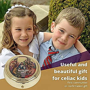 Gold Toned Catholic Communion Chalice Eucharist Host Carrier Travelling Pyx