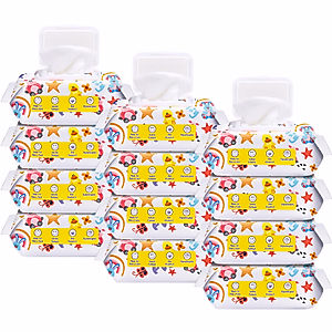 Baby Wipes - HAPPY BUM Saline Baby Wipes, Unscented, 360 Count (12 Packs of 30 Wipes) Saline Face Wipes