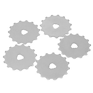 Watris Veiyi 45mm Rotary Cutter Blades, 5PCS Perforating Rotary Replacement Blade, Wide Skip Blade Edging Tool for Crochet Edge Projects, Fleece