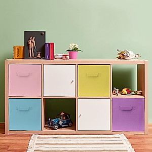 Largoda Storage Cubes,11.4 inch Cube Storage Bins (6 Pack) Storage Bins with Handles,Rectangle Storage Box,for clothes toys books and more,rainbow storage bins Includes 2 stickers